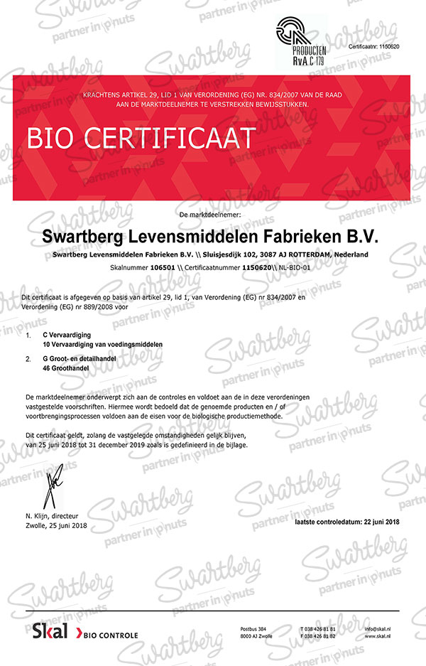 Skal Bio Controle Certificate | Swartberg